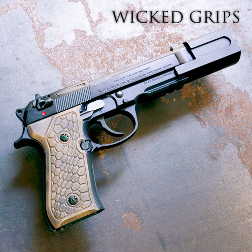 BERETTA 92FS PISTOL GRIPS DISTRESSED FDE CERAKOTE HEXWAVE