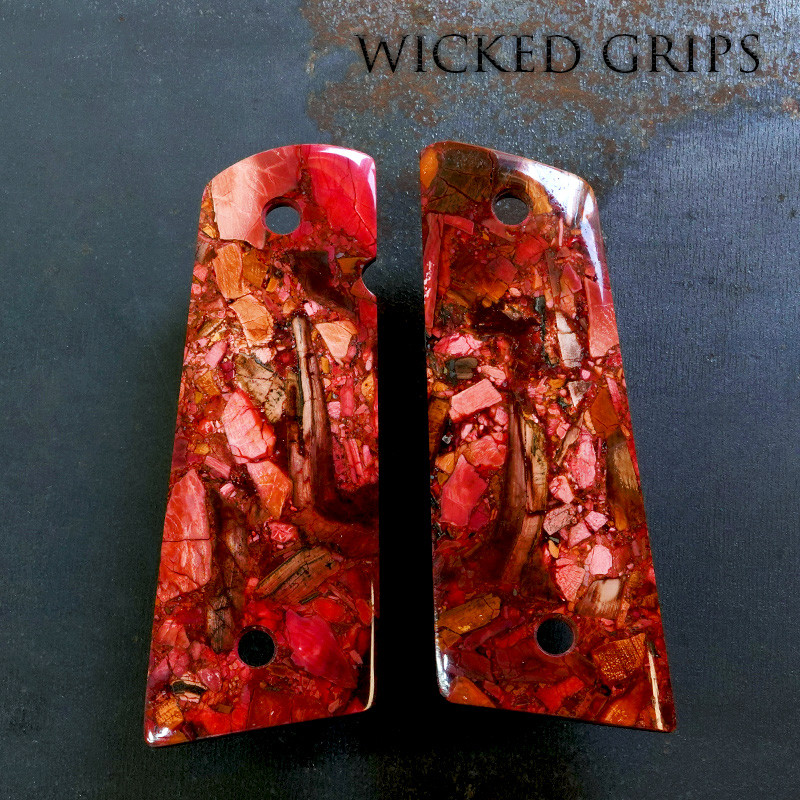 1911 GUN GRIPS MAMMOTH TUSK RED FUSION THIN FIT