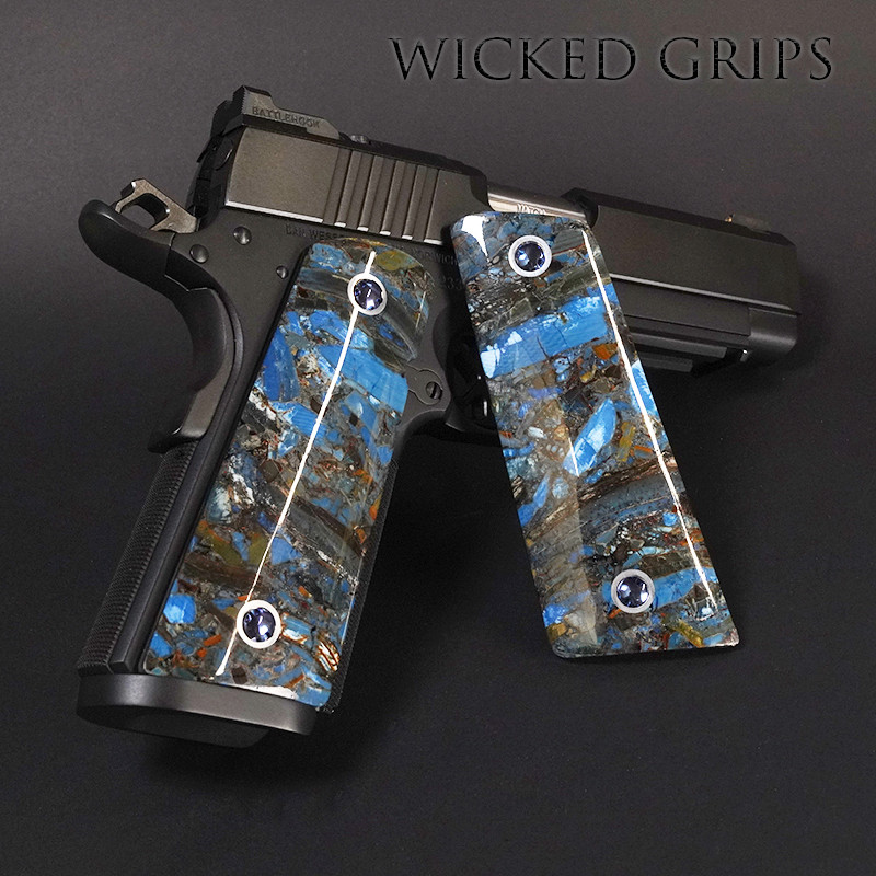 1911 PISTOL GRIPS MAMMOTH TUSK BLUE FUSION SET 47