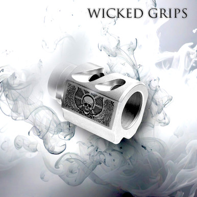 1911 PISTOL SHORT STAINLESS ENGRAVED PAX PER MORTEM COMPENSATOR