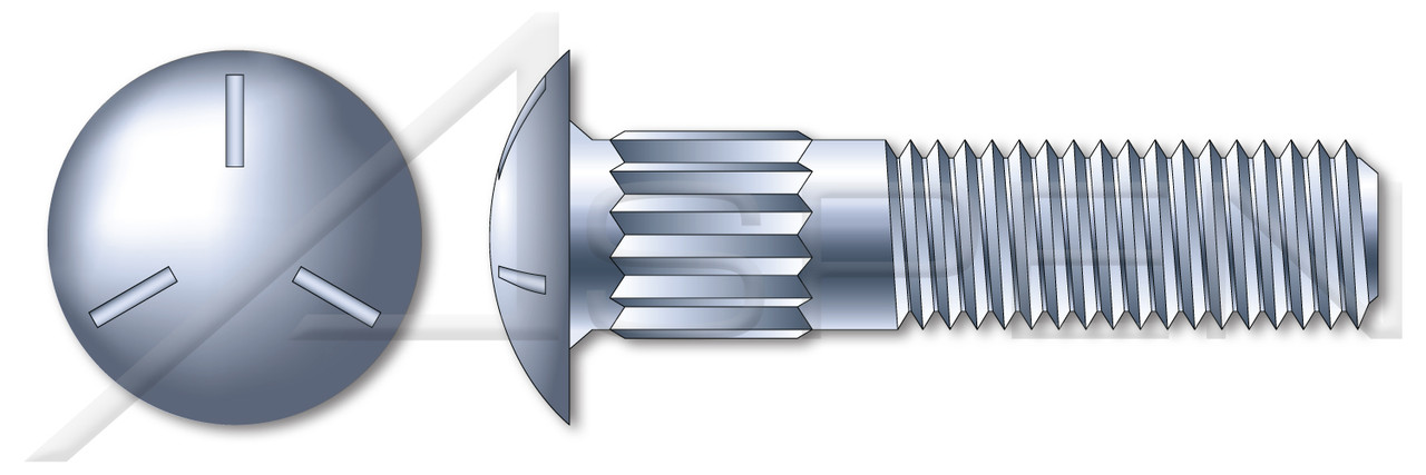 Carriage Bolts 1/4"-20 X 2" Round Head Ribbed Neck Grade 5 Steel Zinc ...