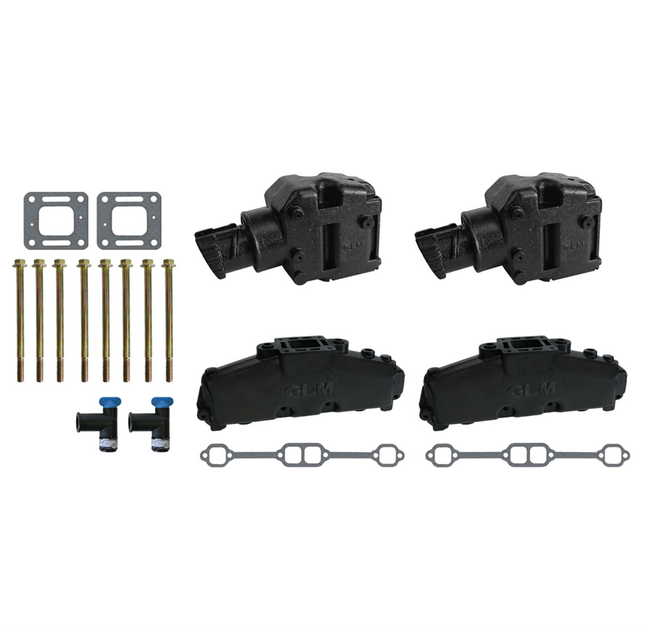 GLM- Mercruiser 5.0L, 5.7L, 6.2L Exhaust Manifold & Elbow Kit. Years ...