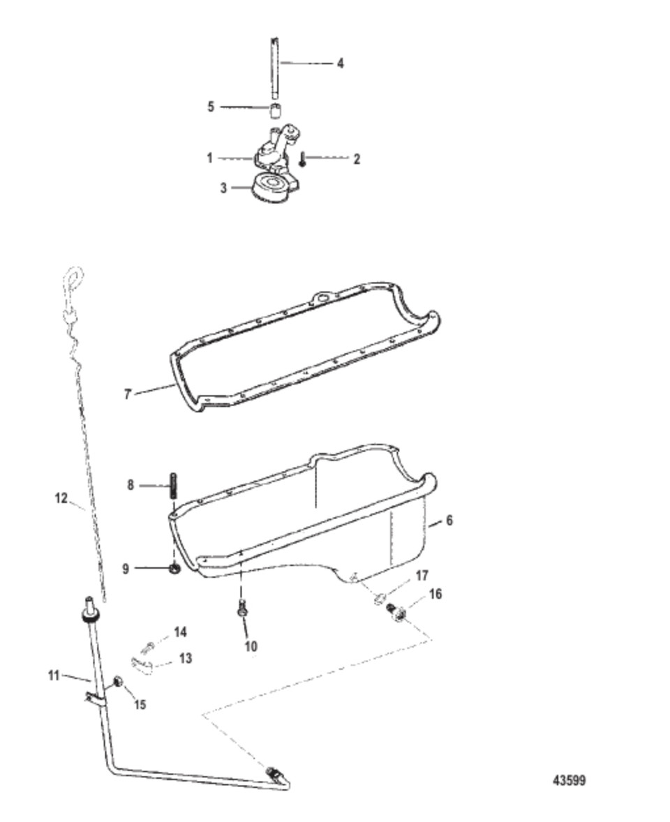 Mercruiser 4.3L Dipstick & Tube Kit. 1997-newer. 860209A1, 861942T6