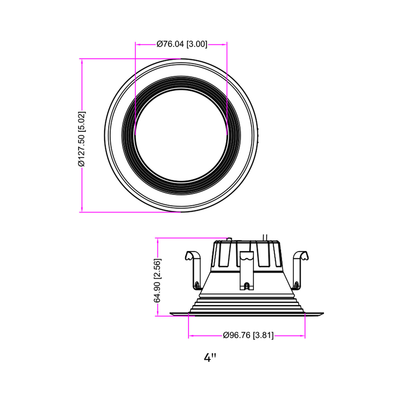 4-inch 8W Baffle LED Recessed Downlight - Halco ProLED 87983 RDL4-8-CS ...