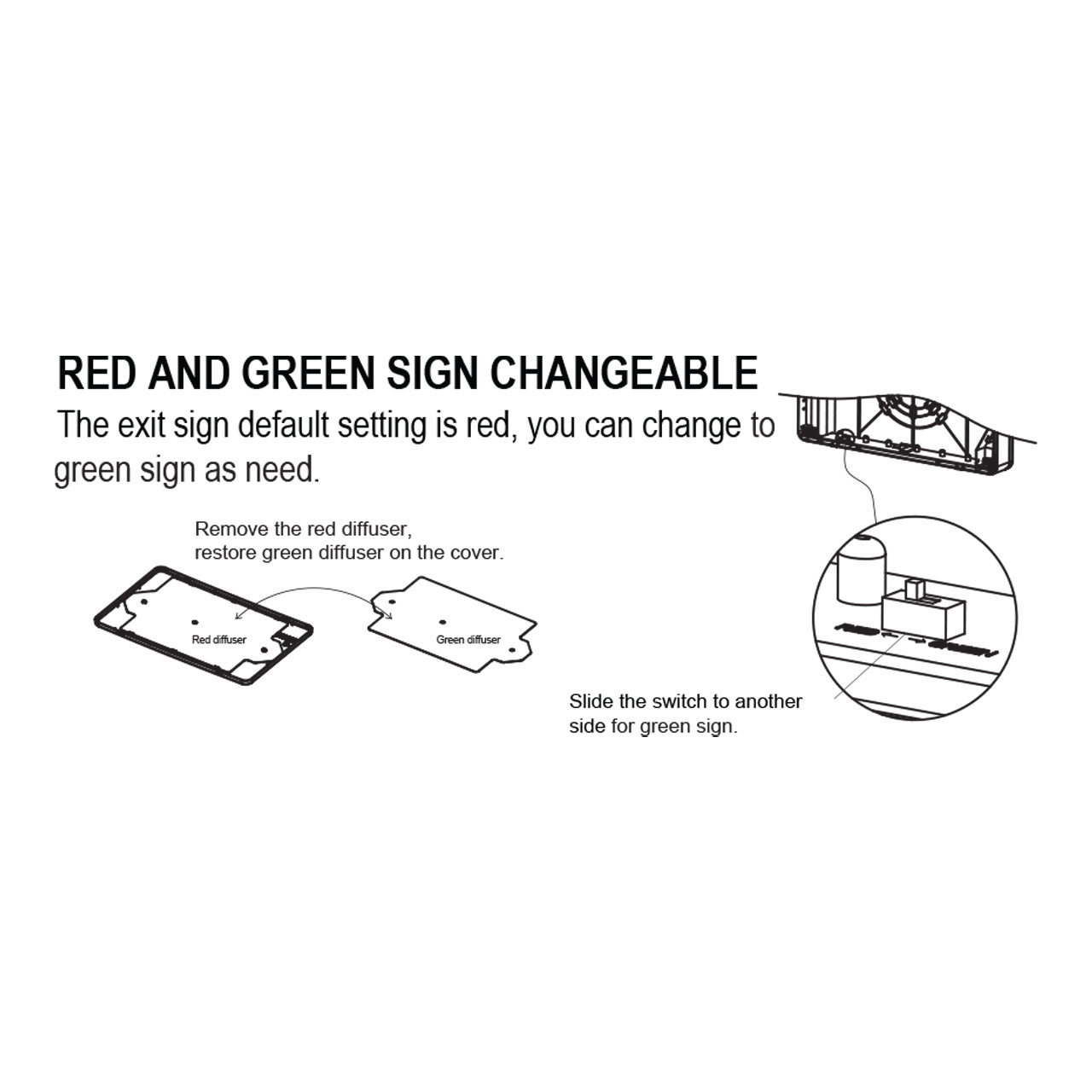 Halco ProLED 97100 EMG-EXE-WH-RG - Red or Green - LED Exit Sign with ...
