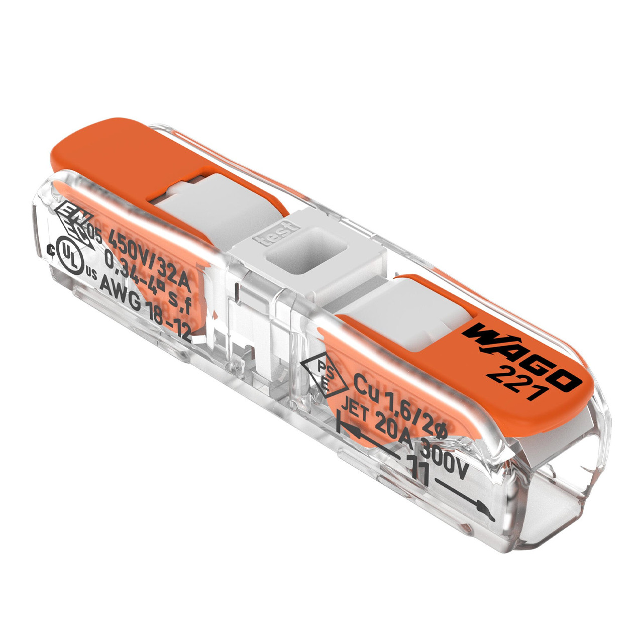 WAGO 221-2401 - 2 Port - 12 AWG Max. - Lever Type Inline Splicing Wire ...