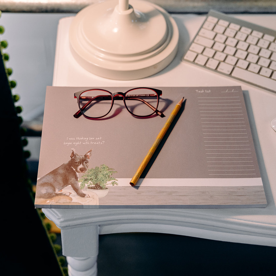 Desk Jotter Dog Design Notepad - Staffy - Dogs Gift