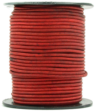 Xsotica Red Natural Round Leather Cord 1.0mm 10 Feet