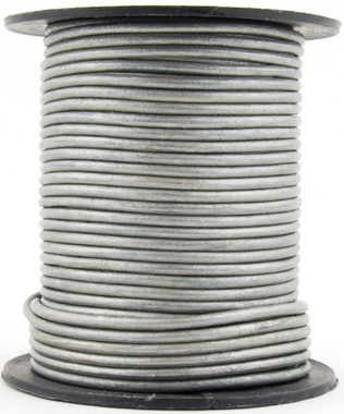 Xsotica Gray Metallic Round Leather Cord 1.0mm 10 meters