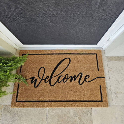 Welcome Script Coir Door Mat 15mm 55 x 90cm | Doormat