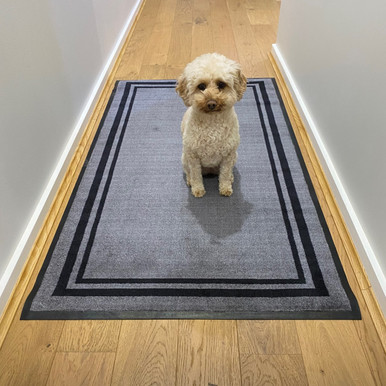 Absorbent Dirt Stop Mat Grey with Black Double Border | Doormat