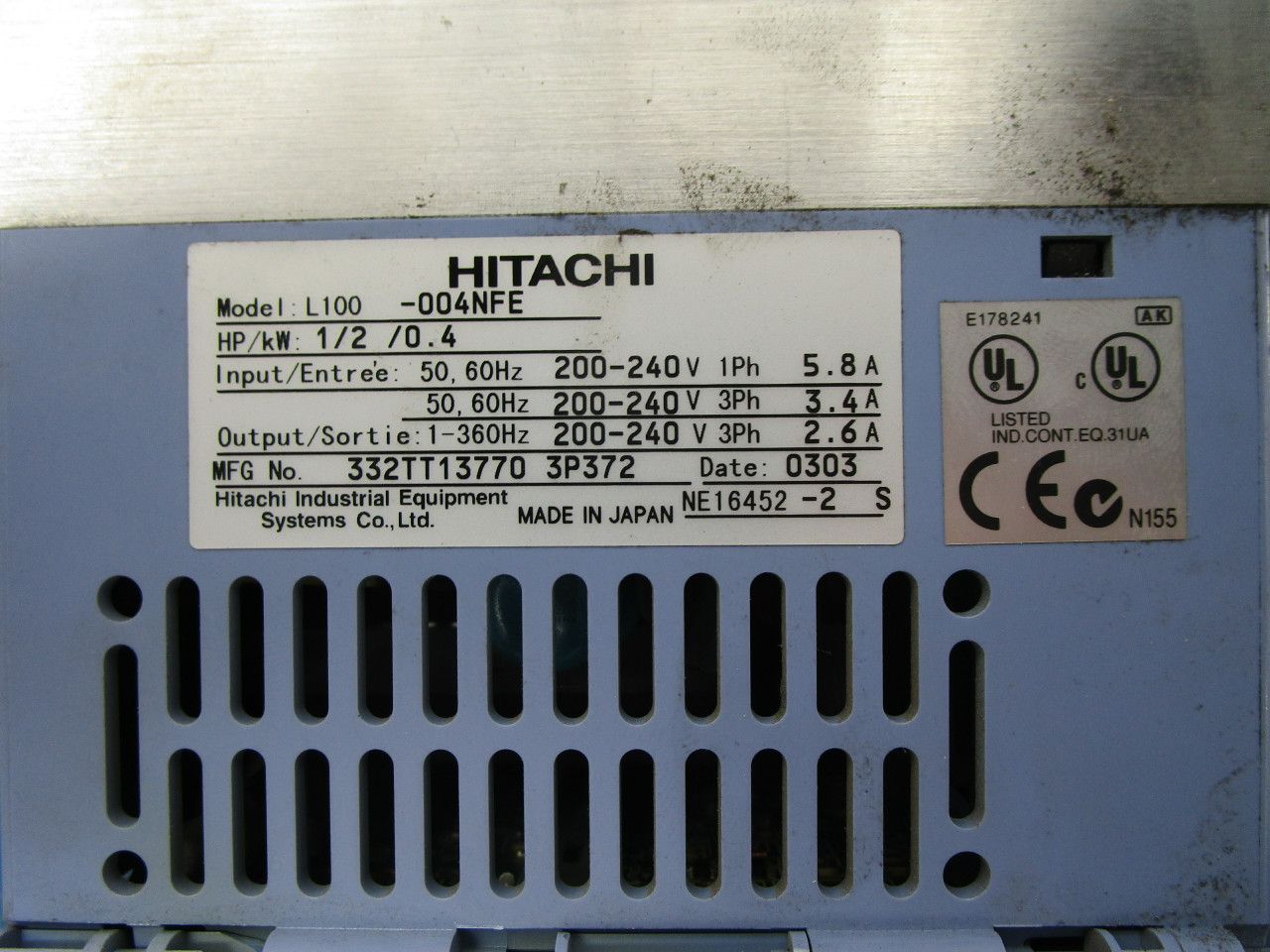 Hitachi Series Inverter L100 - 004NFE