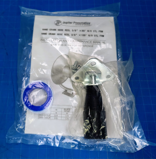 Jupiter Pneumatics 3/8" x 50' Hand Crank Hose Reel 2840035055JP