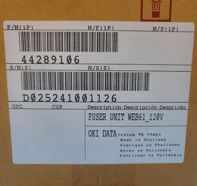 Oki / Okidata C711 Fuser Unit 44289106