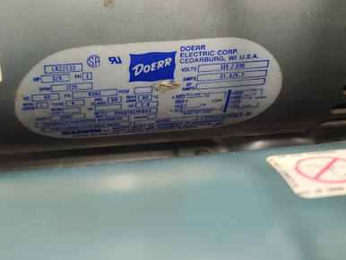Doerr 1HP 115/230V 13.6/6.8A 1725RPM Vacuum Pump LR22132