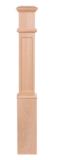Traditional Flat Panel Box Newel Red Oak 4095-FP-RO