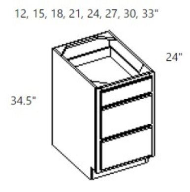Cabinet Wright Shaker Grey Base Drawer Pack Cabinet - CW-SG-3DB30