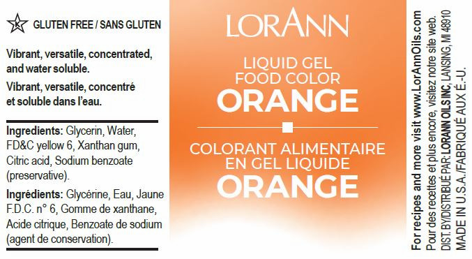 Orange Food GEL Colouring - 118 mL/4 oz - LorAnn