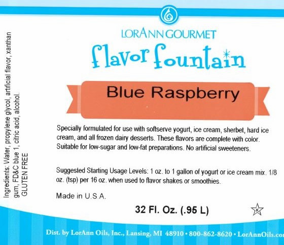 Blue Raspberry Flavour Fountain - LorAnn - 946 mL / 32 oz--SPECIAL ...