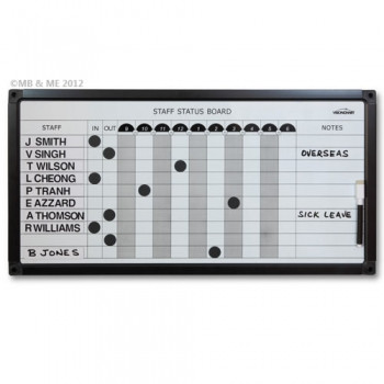 STAFF STATUS BOARD 317 x 615mm 10 Name - PrimeWork
