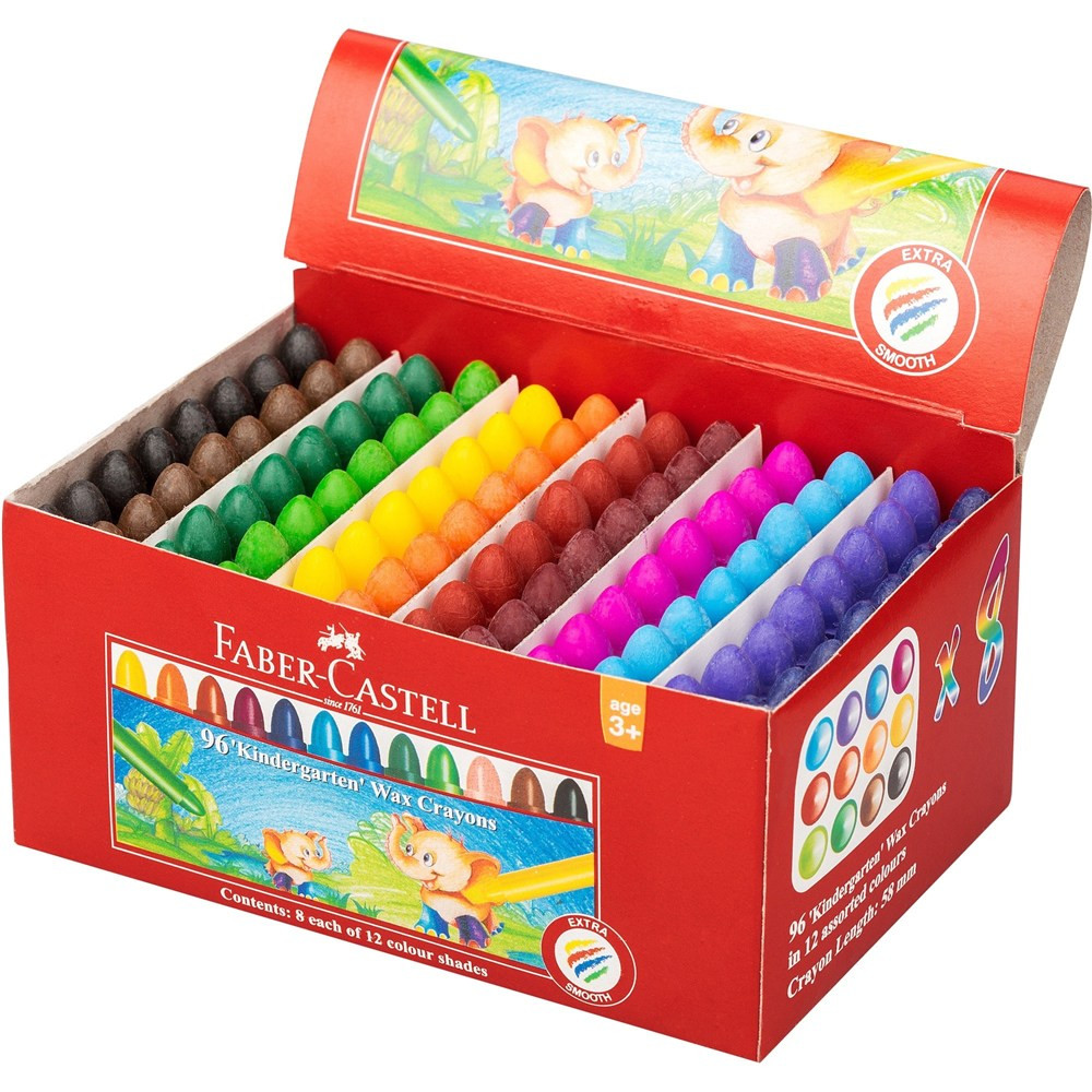 Faber-Castell Kindergarten Wax Crayons Chublets Pack 96 Crayons (inc ...