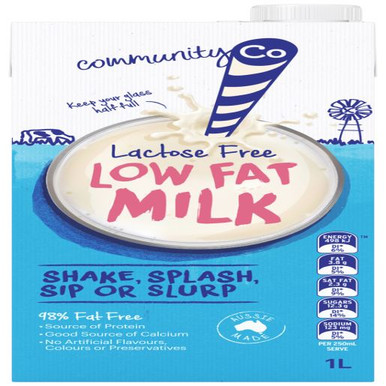 COMMUNITY CO LOW FAT LACTOSE FREE MILK 1L (Carton of 10) - PrimeWork