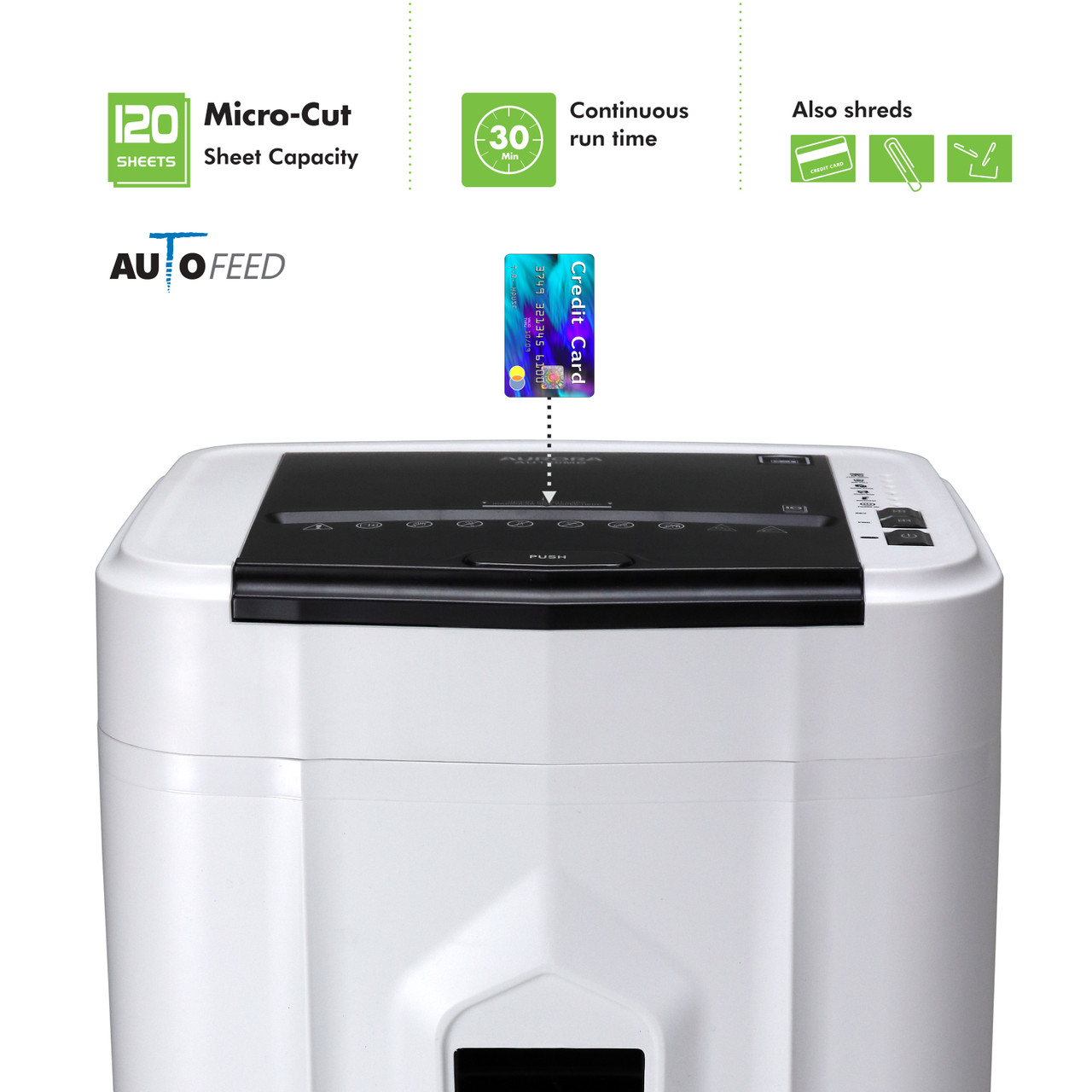Aurora AU120MB 120-Sheet Auto Feed Micro-Cut Paper Pullout Basket Shredder - Aurora Corp of America