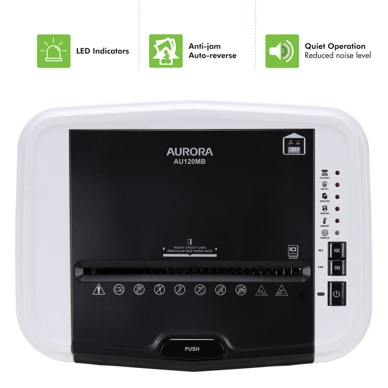Aurora AU120MB 120-Sheet Auto Feed Micro-Cut Paper Pullout Basket Shredder - Aurora Corp of America