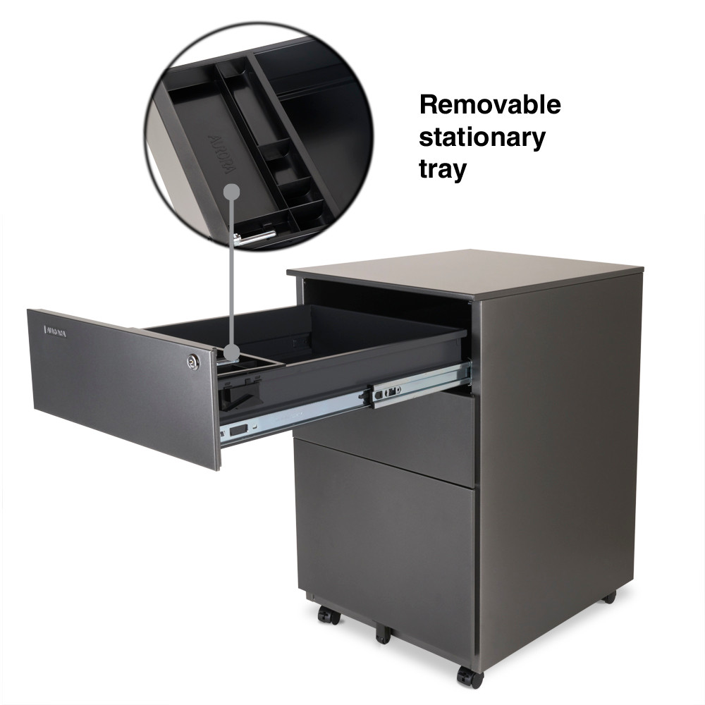 Aurora FC-103MB Modern Soho Design 3-Drawer Metal Mobile File Cabinet ...