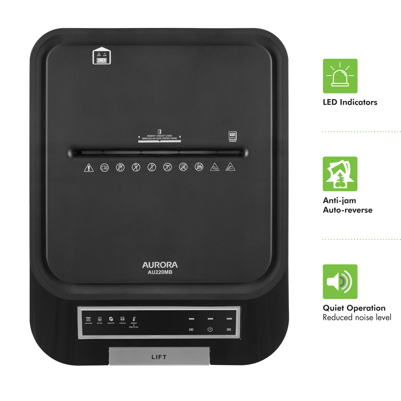 Aurora Commercial Grade 220-Sheet Auto Feed High Security Micro-Cut ...
