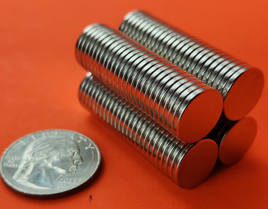 100 Super Strong Neodymium Magnets 1/2 X 1/16 inch 12.7 x 2 mm discs ...
