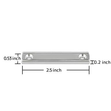 2.5 X 0.53 X 0.2 inch Channel Magnet-Rectangular Cup Magnet W/2 ...
