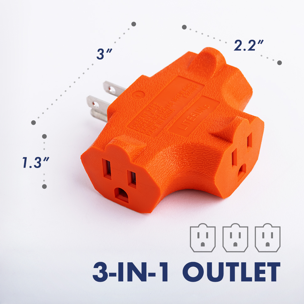 Outlet Multi Plug 3 Outlet Wall Adapter T-Shaped, UL Listed 3 Prong ...