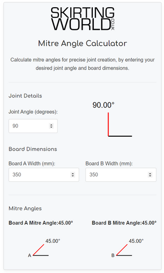 Mitre Angle Calculator | Calculate Miter Angles | Visualiser - Skirting World