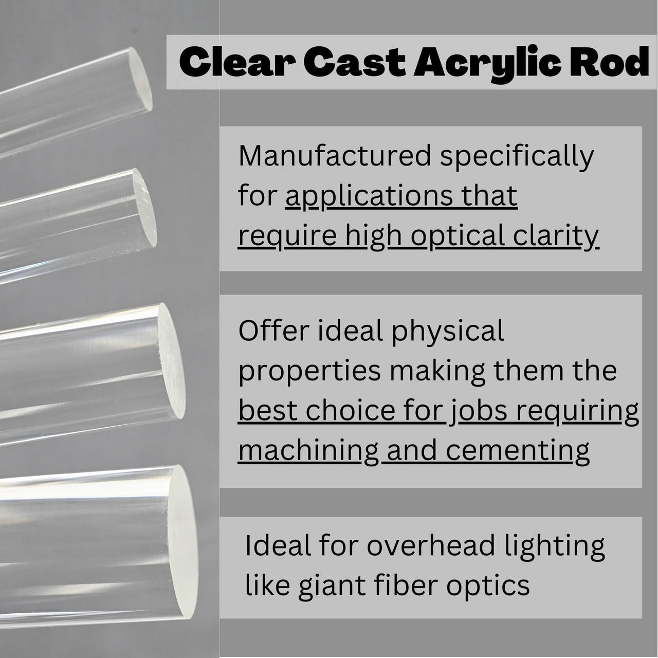 Clear, Cast, Acrylic Plastic Rod | BuyPlastic