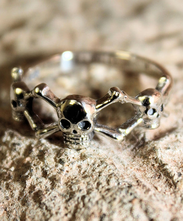 Sterling silver skull and crossbones ring