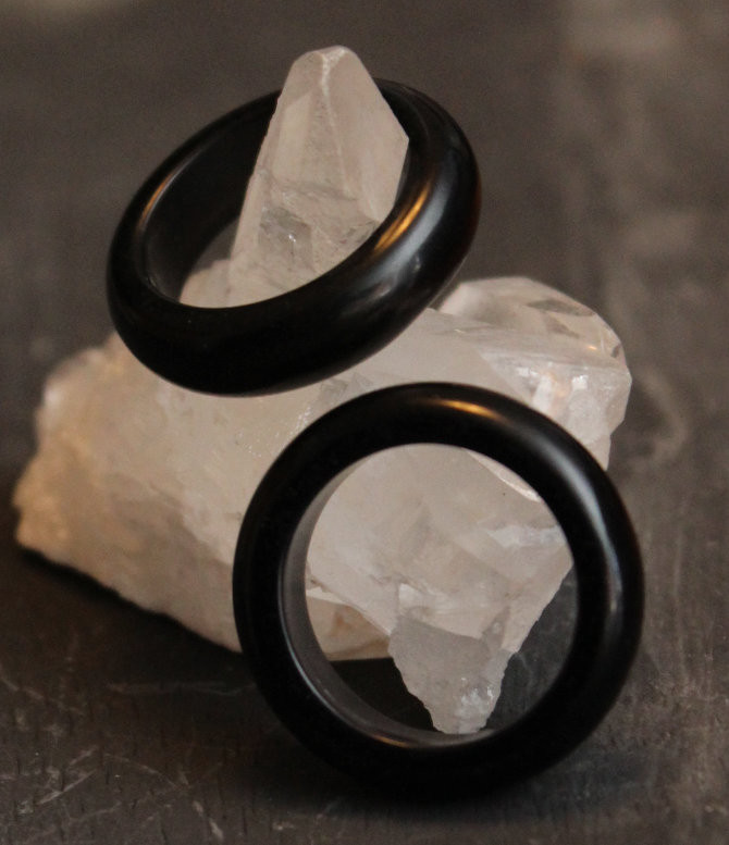 Solid Black Obsidian Band Ring - Goodgoth.com