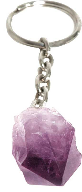 Genuine amethyst crystal point keychain