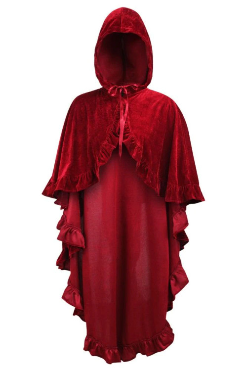 Distingué Dark Red Velvet Cape - Goodgoth.com