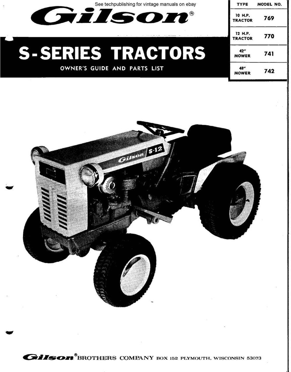 Gilson vintage tractor repair service manual 1960s - 70s