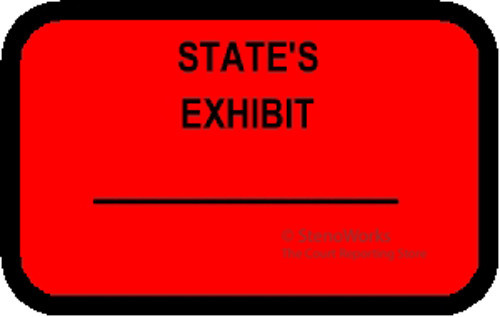 STATE'S EXHIBIT Labels Stickers Red Free Shipping - StenoWorks The ...