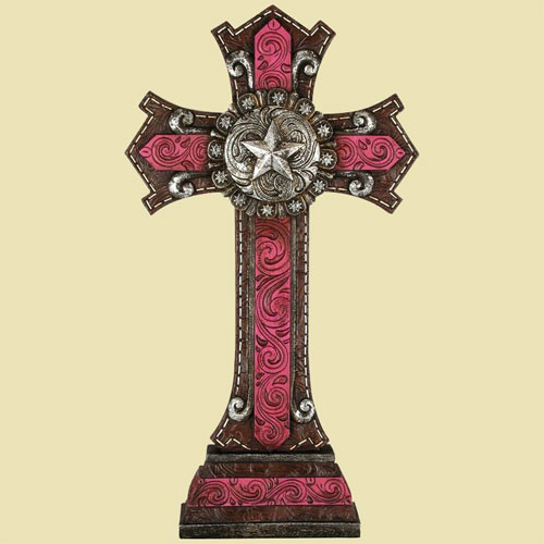 Pedestal Cross - Pink Star | Christian Gifts Place