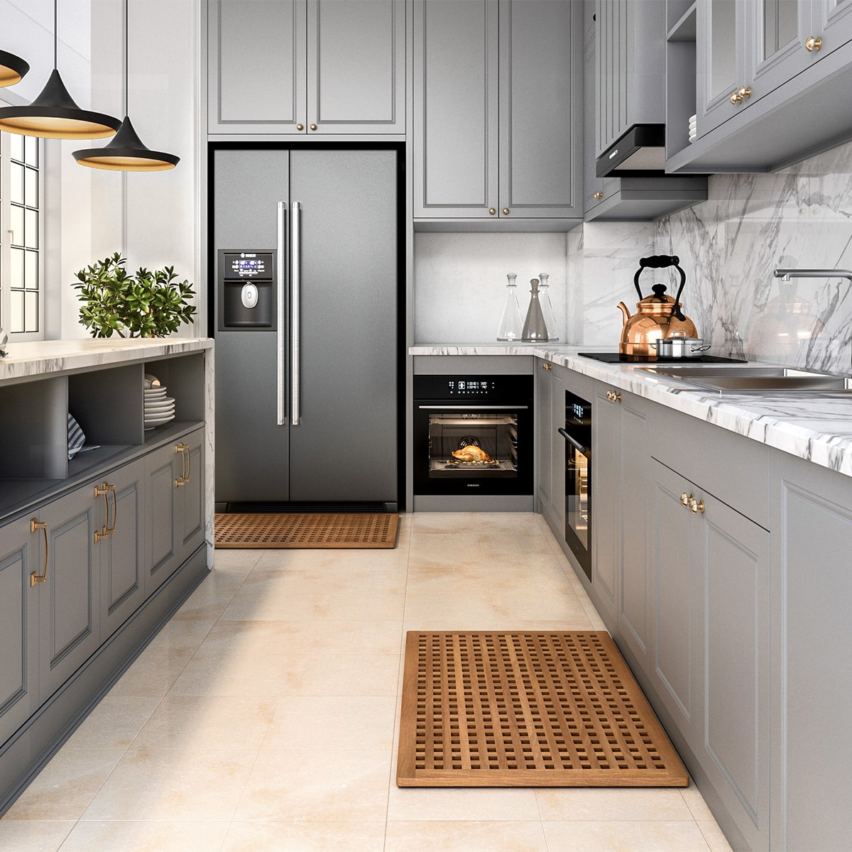 Design Your Own: Custom Floor Mat - Aqua Teak