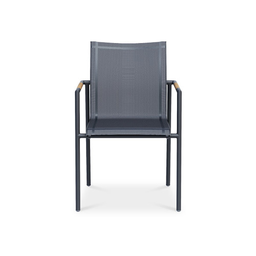Relevé Outdoor Powder-Coated Aluminum Sling Dining Arm Chair - Aqua Teak