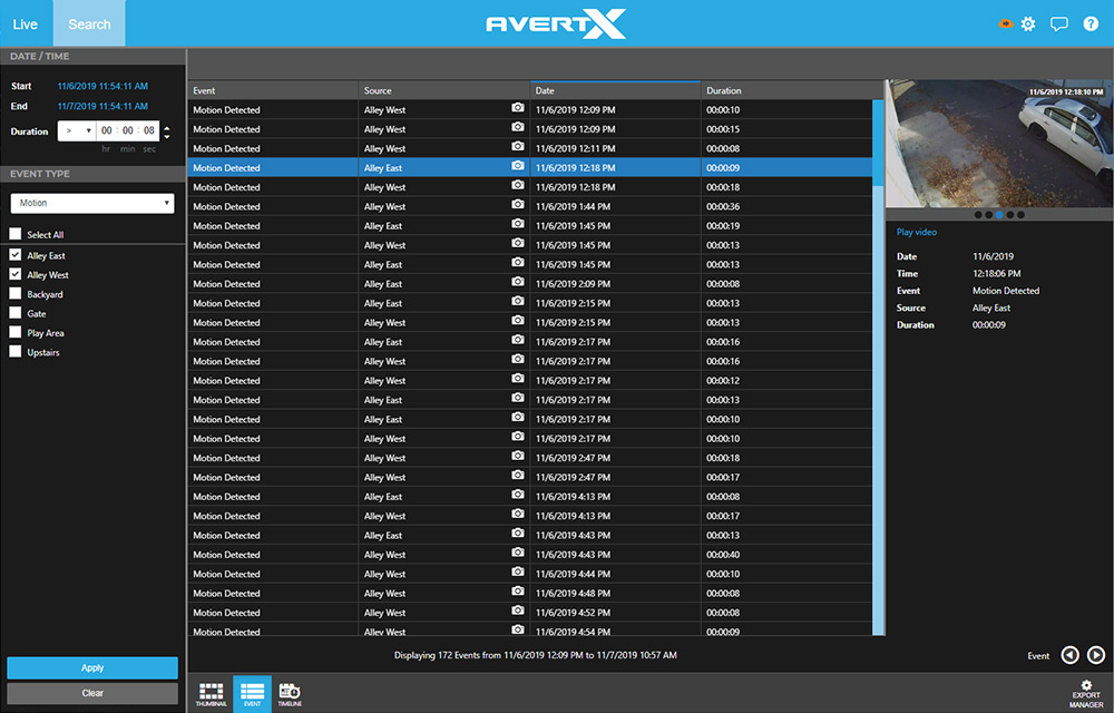 How do I Perform an Event Search on the Web Interface? - AvertX