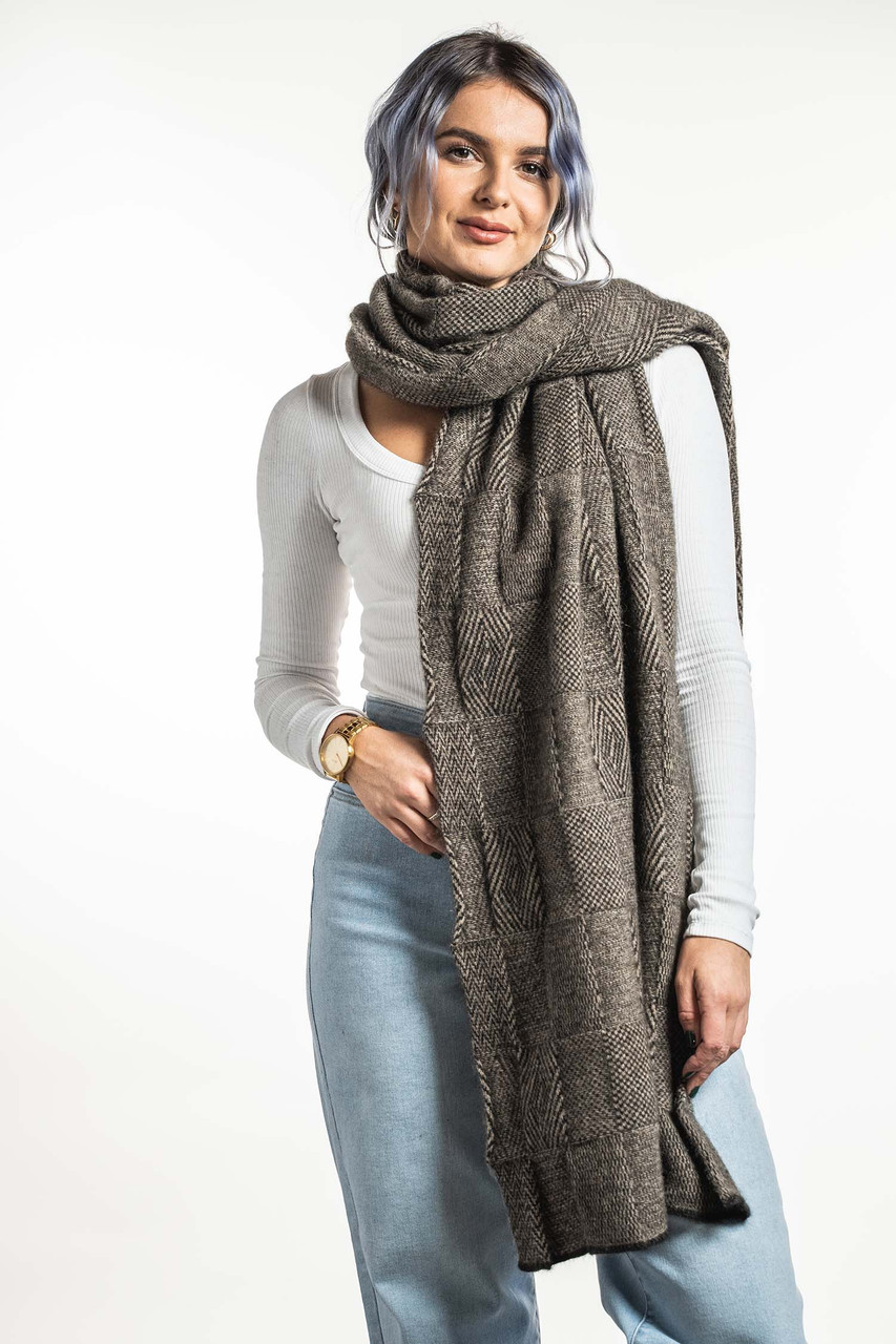 Possum Merino Clothing - Women's Koru Jacquard Wrap K0554