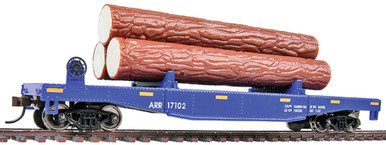 Log Dump Car with 3 Logs - Ready to Run -- Alaska Railroad #17102 (blue ...