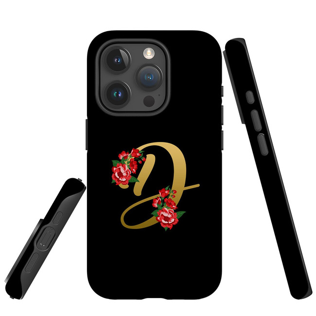 For iPhone 15 Pro Case Tough Protective Cover, Embellished Letter D ...