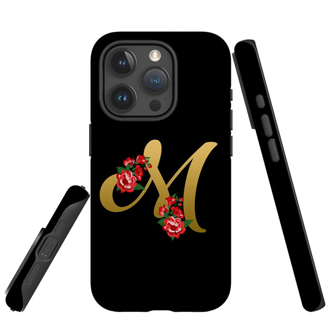 For iPhone 15 Pro Case Tough Protective Cover, Embellished Letter M ...