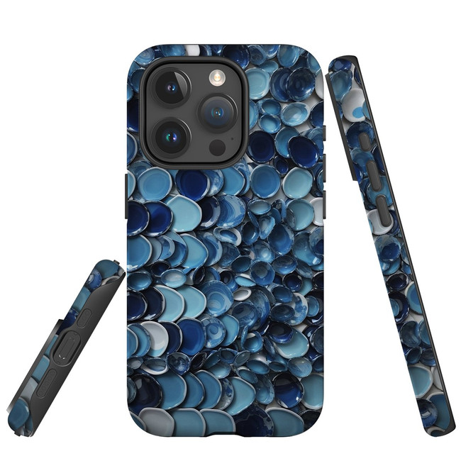 For iPhone 15 Pro Case Tough Protective Cover, Bluish Glazed Ceramics ...